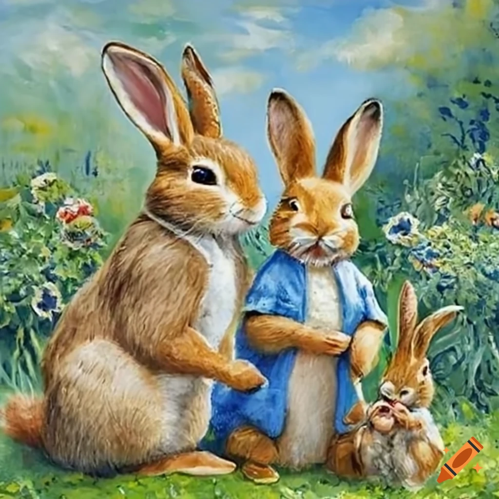 Peter rabbit family with mom and children, Inspiracja Danuta Muszyńka ...