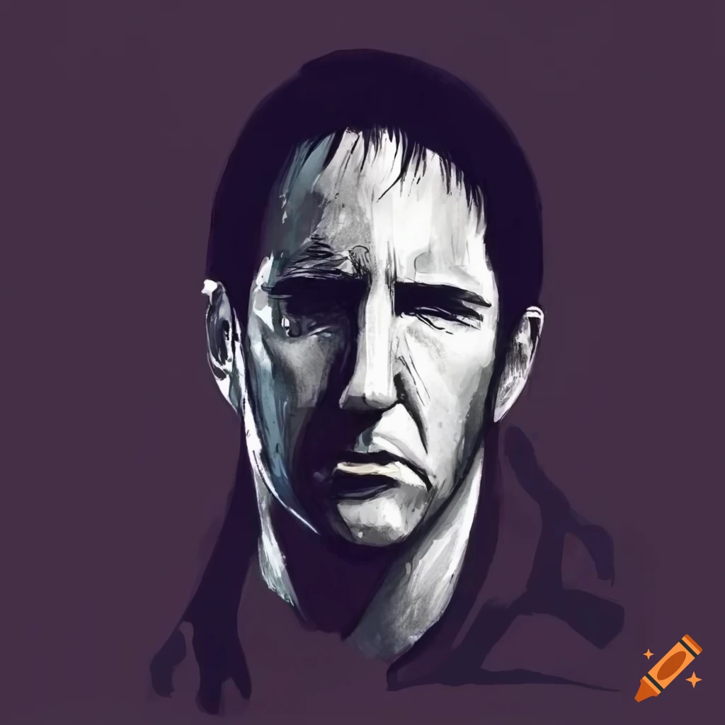 Detailed sketch of trent reznor in the style of a Picasso drawing on ...