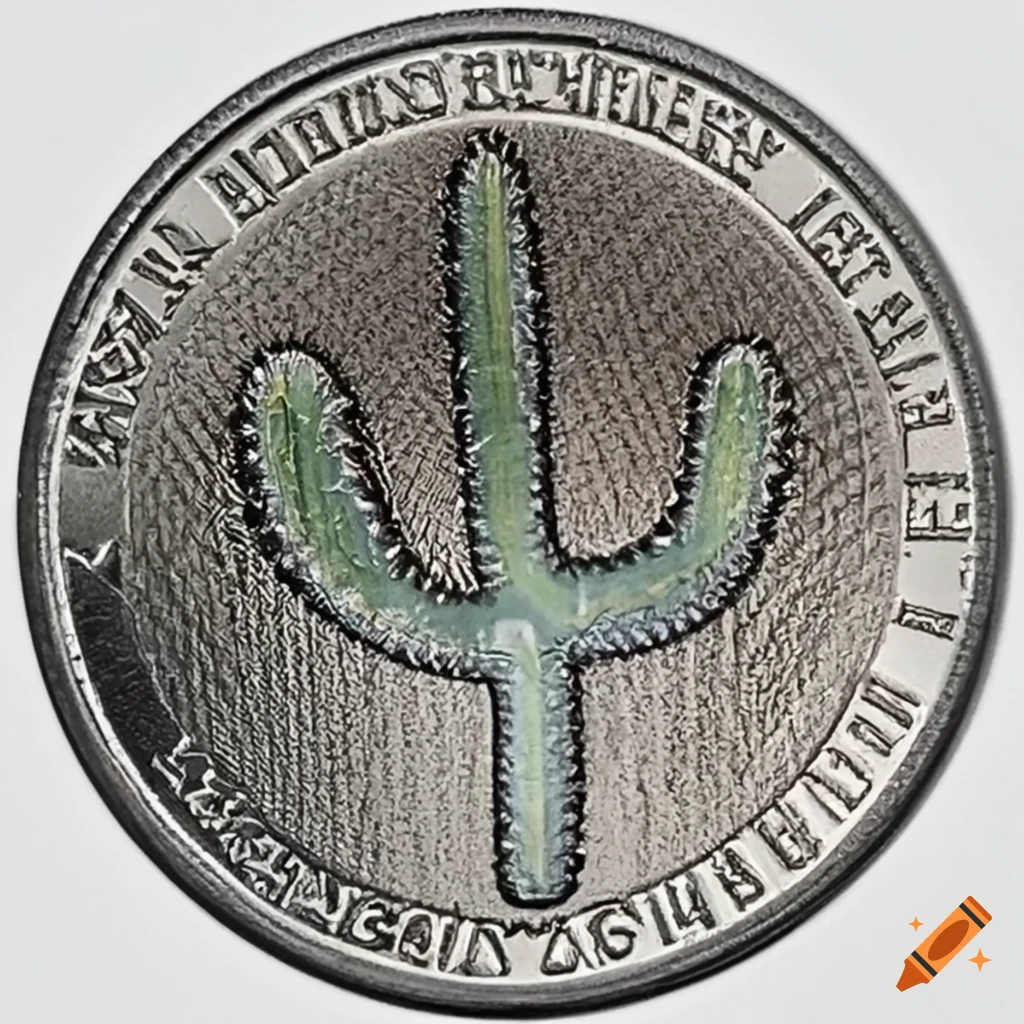 Desert cactus 2d silver coin on Craiyon