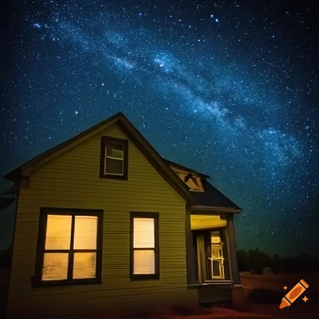 A photo starry night taken from midwestern suburban america. camera is ...