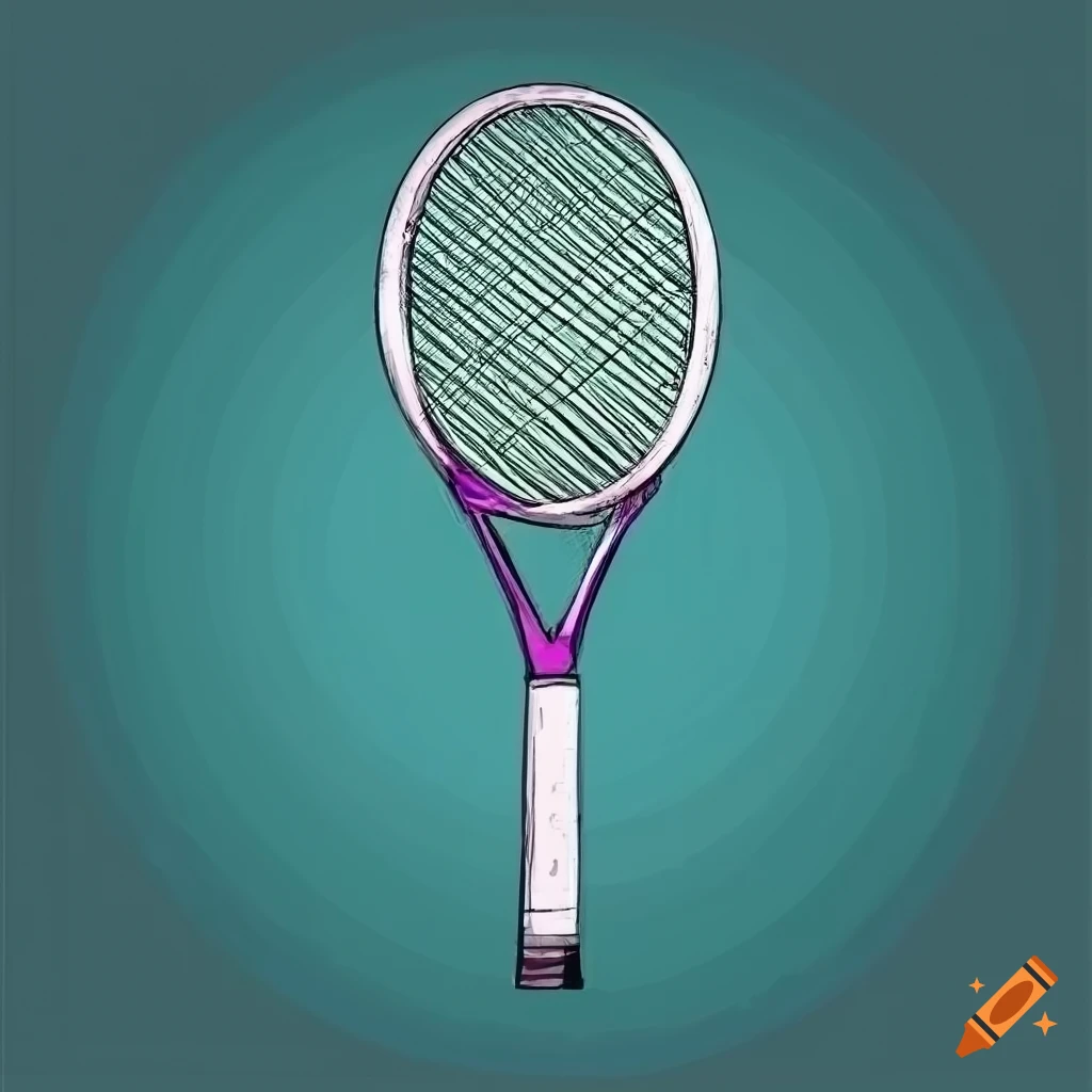 Abstract vector art of tennis racket with watercolor brush strokes