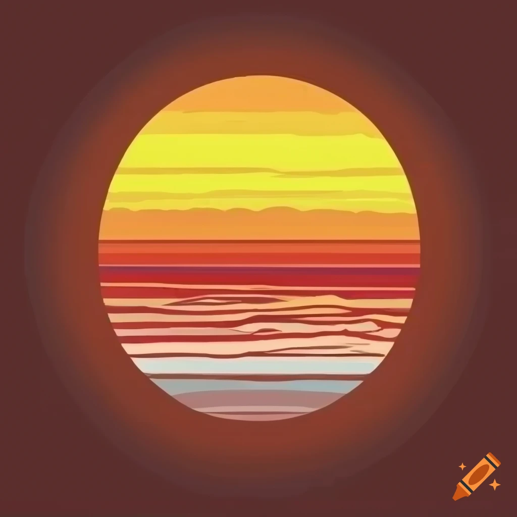 Vector retro sunset with transparent background