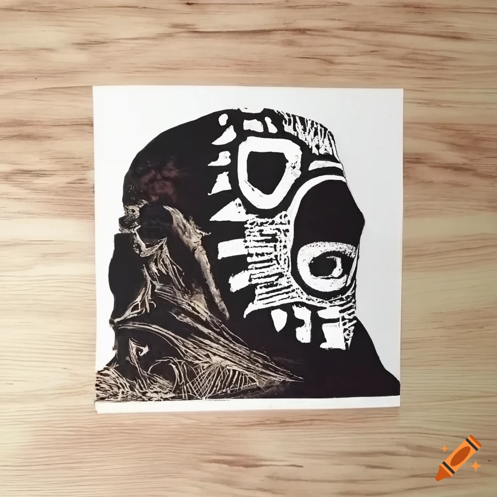 Fighter's mask printmaking