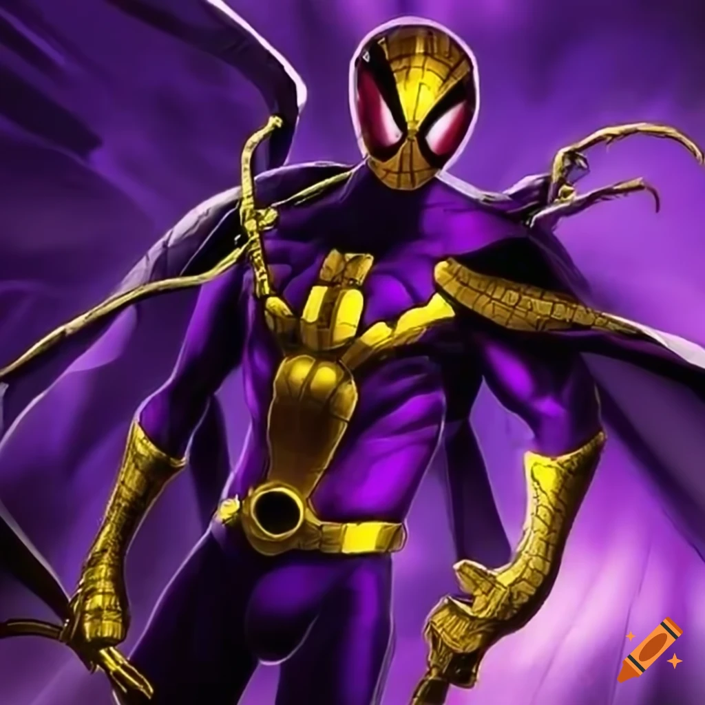 Purple and gold pirate spiderman on Craiyon