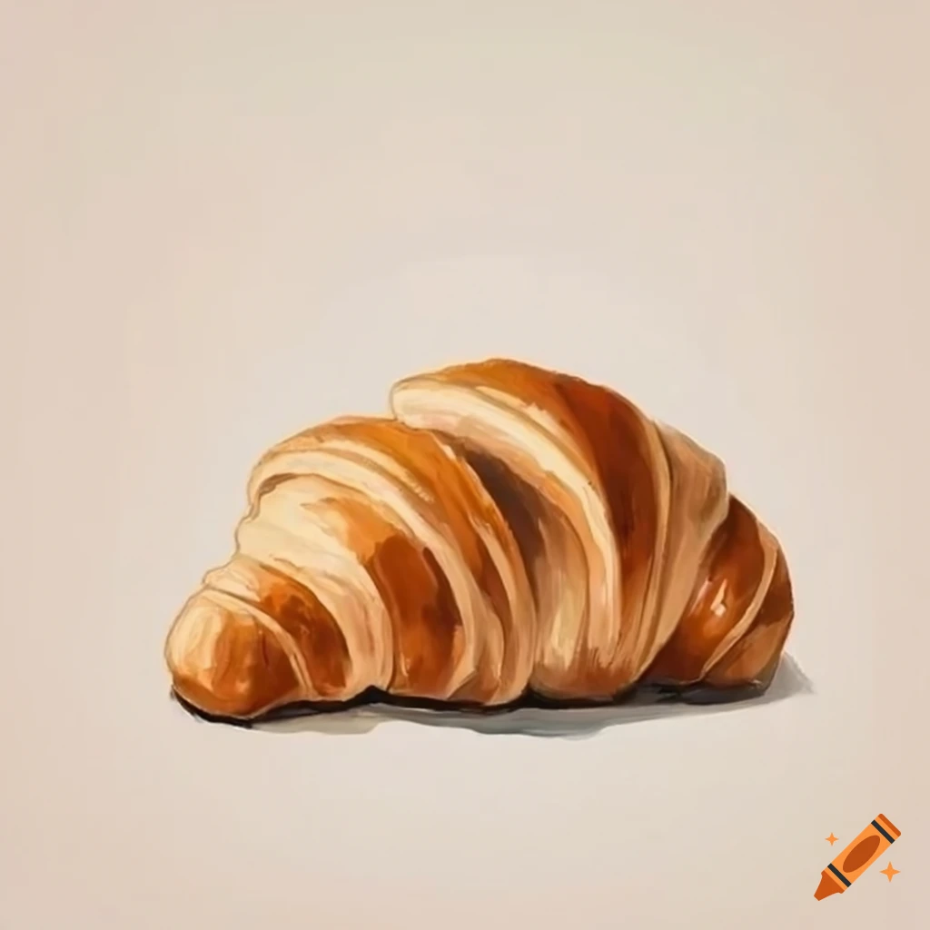 Beige white abstract painting of a croissant on Craiyon