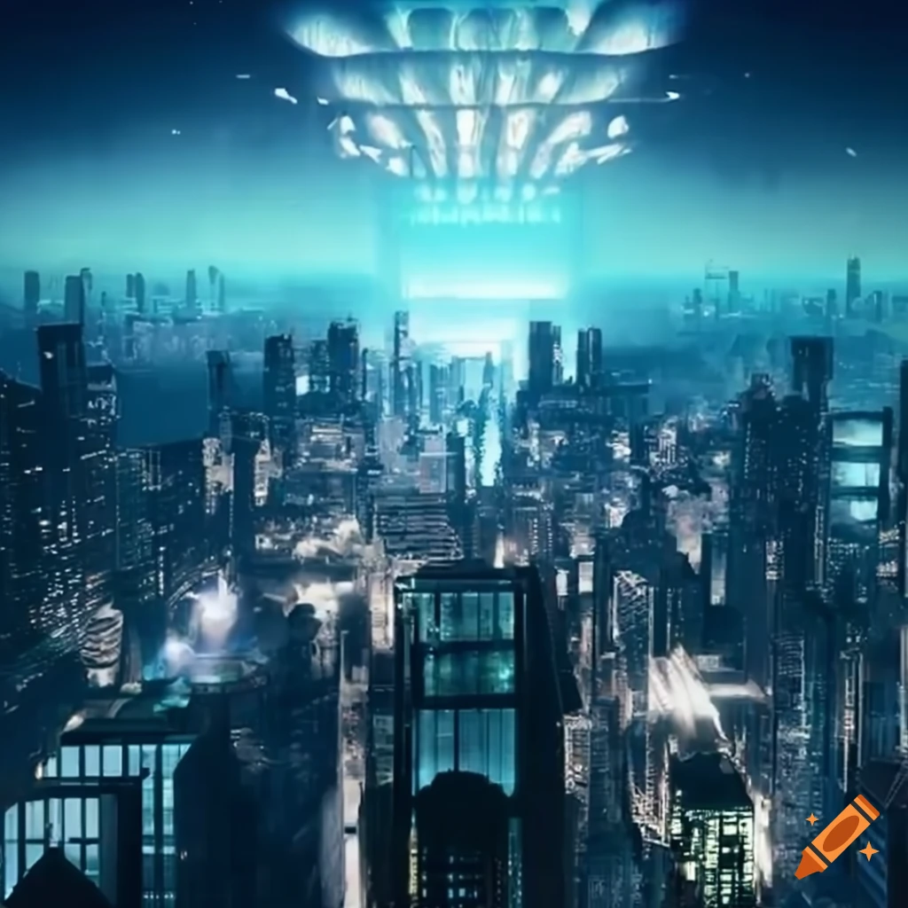 An immersive metaverse landscape where people interact with a ...