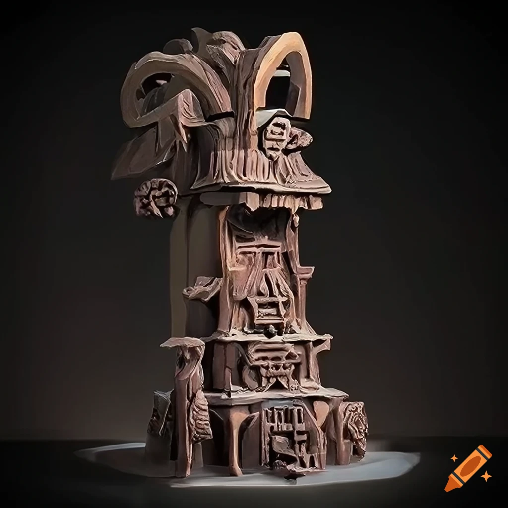 ‘architectural stave carving’-style, zelda boss game sculpture ...