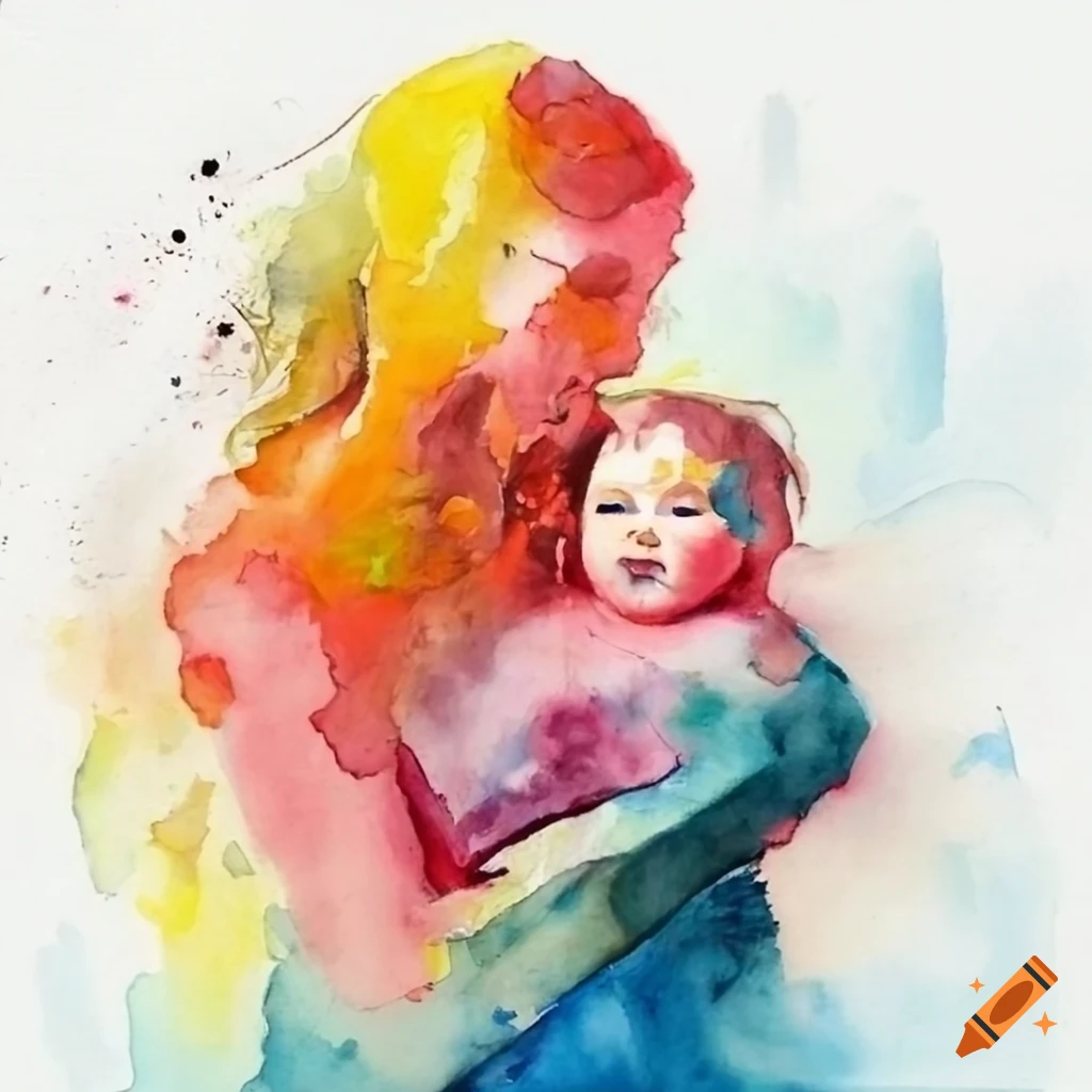 Oil painting daughter and dad abstract