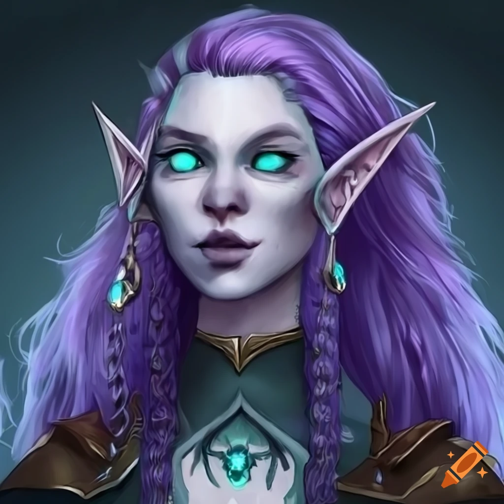 Female astral elf bard. headshot on Craiyon