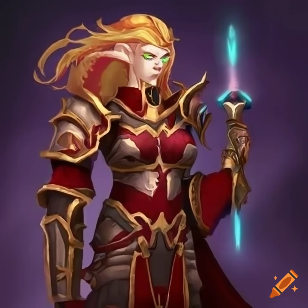 Blood elf paladin from world of warcraft in ghibli style on Craiyon