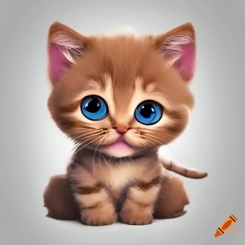 Cute kitten , white background, cartooney