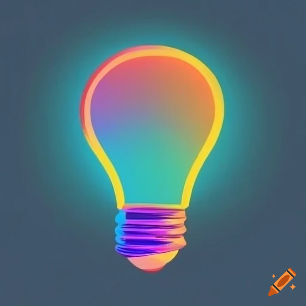 Colorful light bulb line drawing