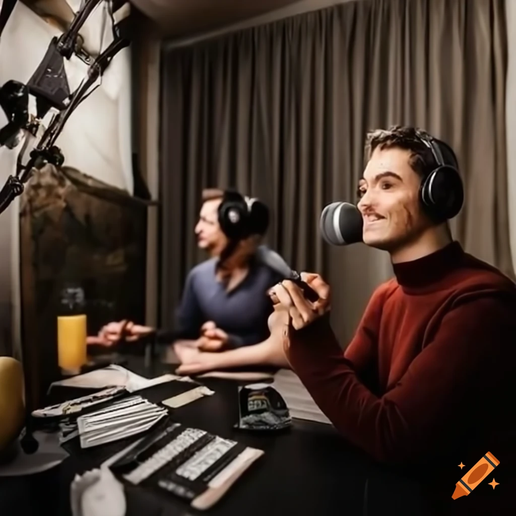 Two friends discussing real estate on a podcast