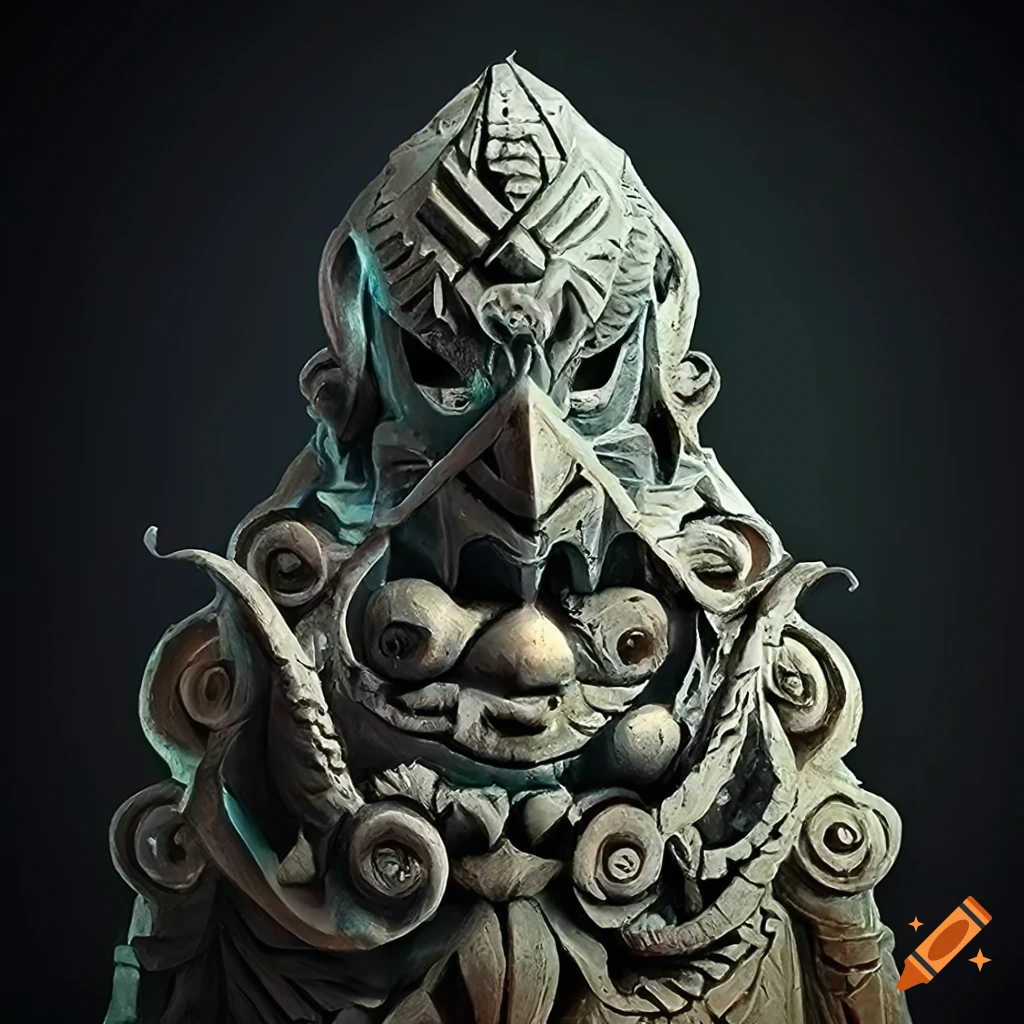 ‘architectural stave carving’-style, zelda boss game sculpture ...