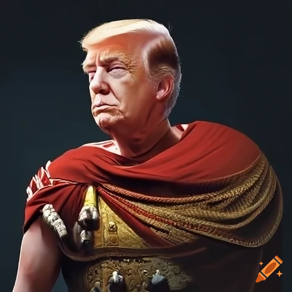 President Donald J. Trump as a roman emperor in imperial robes on Craiyon