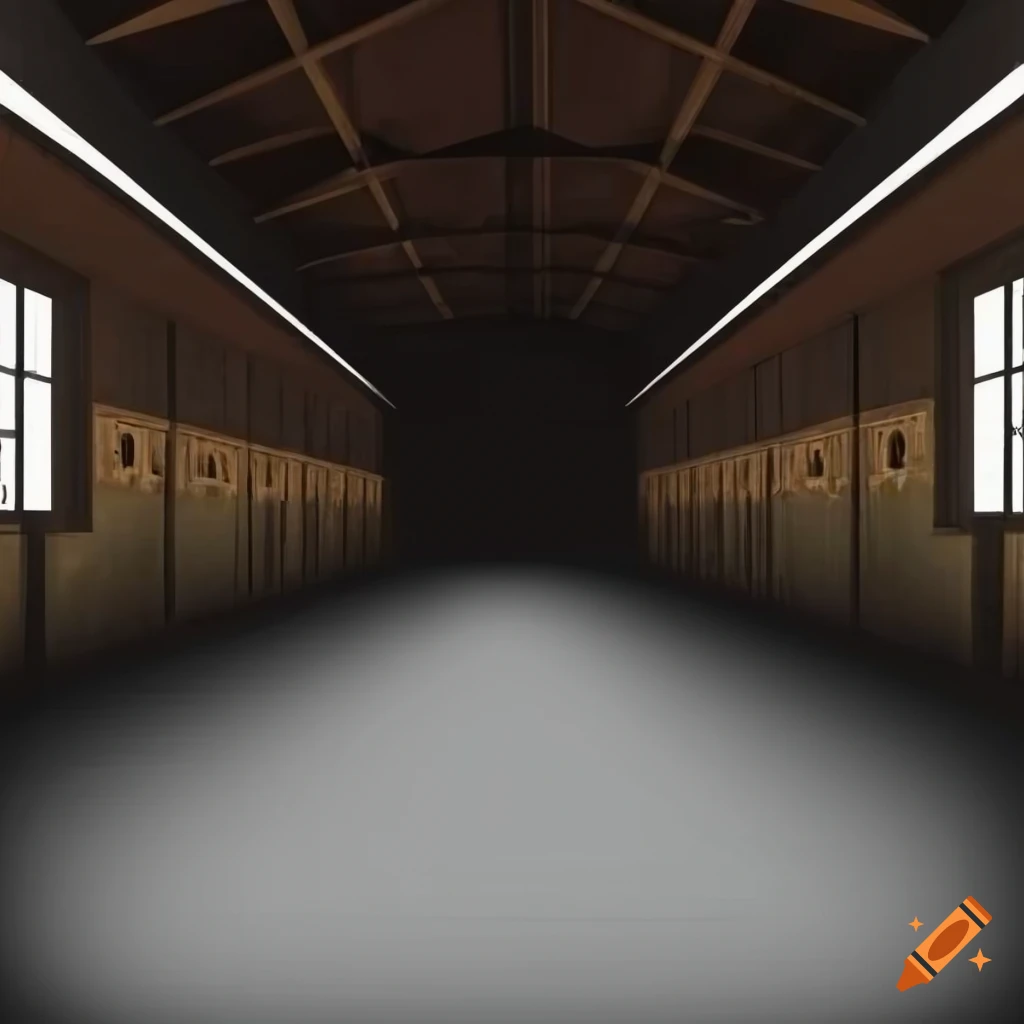 Empty stable from a top down perspective against a white background