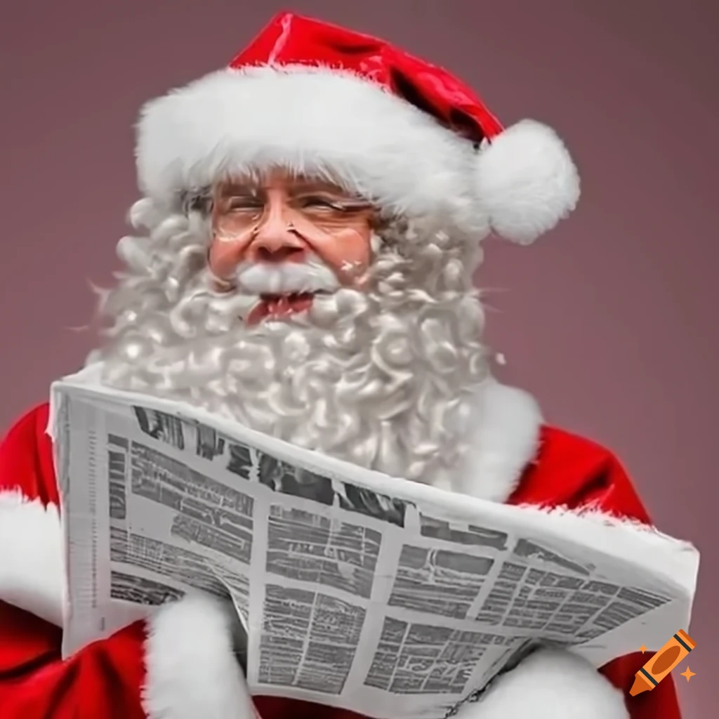 Smile santa claus reading newspaper on Craiyon