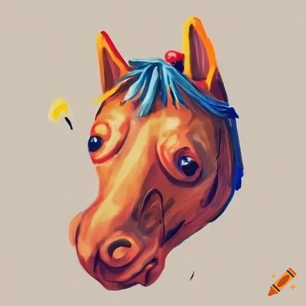 A poorly drawn horse, drawn with crayon by a child