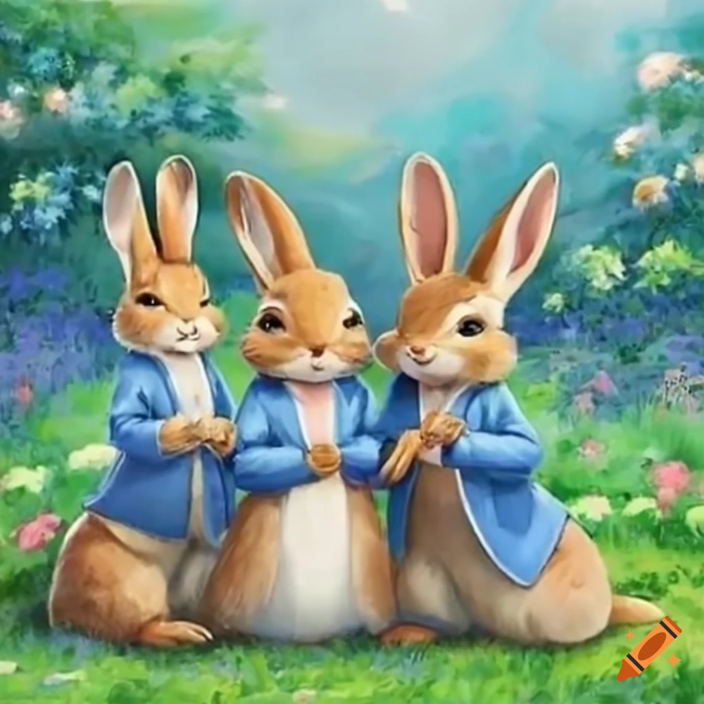 Peter rabbit family with mom and children, Inspiracja Danuta Muszyńka ...