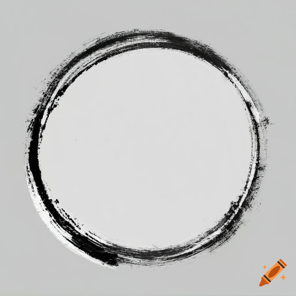 Abstract artwork featuring a textured white circle in circle with ...