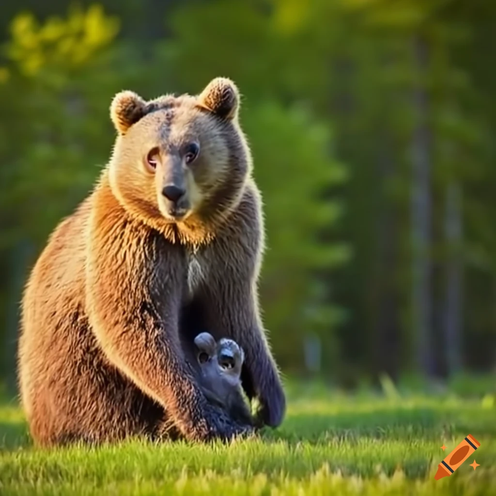 One bear and one rabbit in love