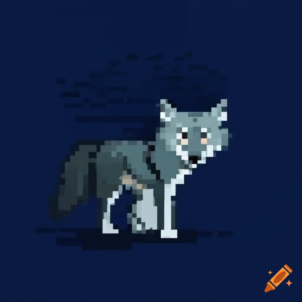 Pixel art illustration of a majestic wolf