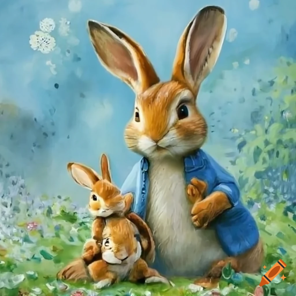 Peter rabbit family with mom and children, Inspiracja Danuta Muszyńka ...