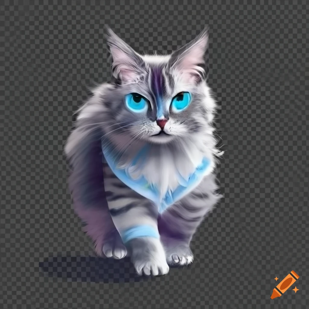 A beautiful mythical creature stripes grey ragdoll cat, stripes, wings ...