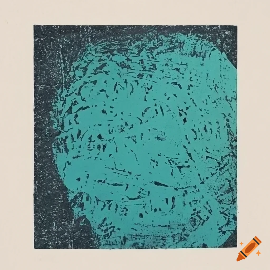 An abstract linoleum print collage textured