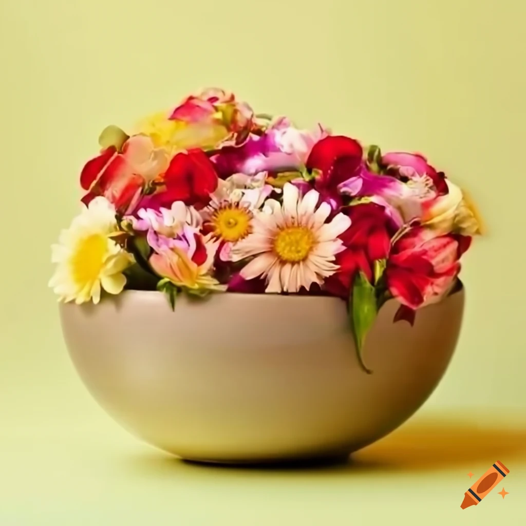 Bunch of flowers in a bowl