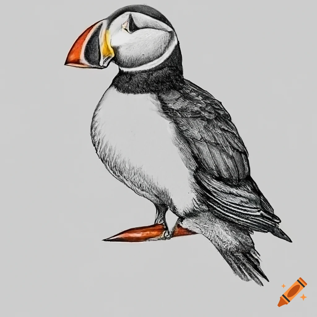 An artistic puffin emblem representing agility and versatility on Craiyon
