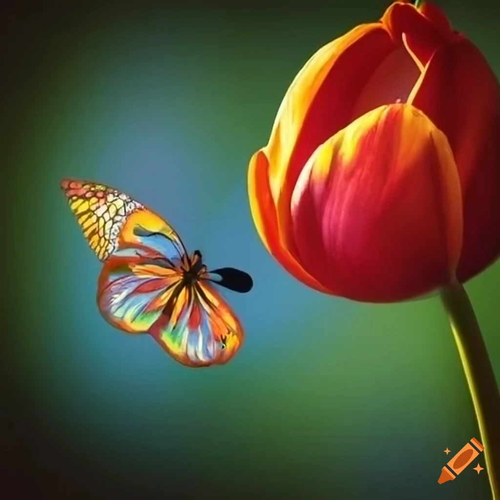 Tulips and butterflies in the style of monet on Craiyon