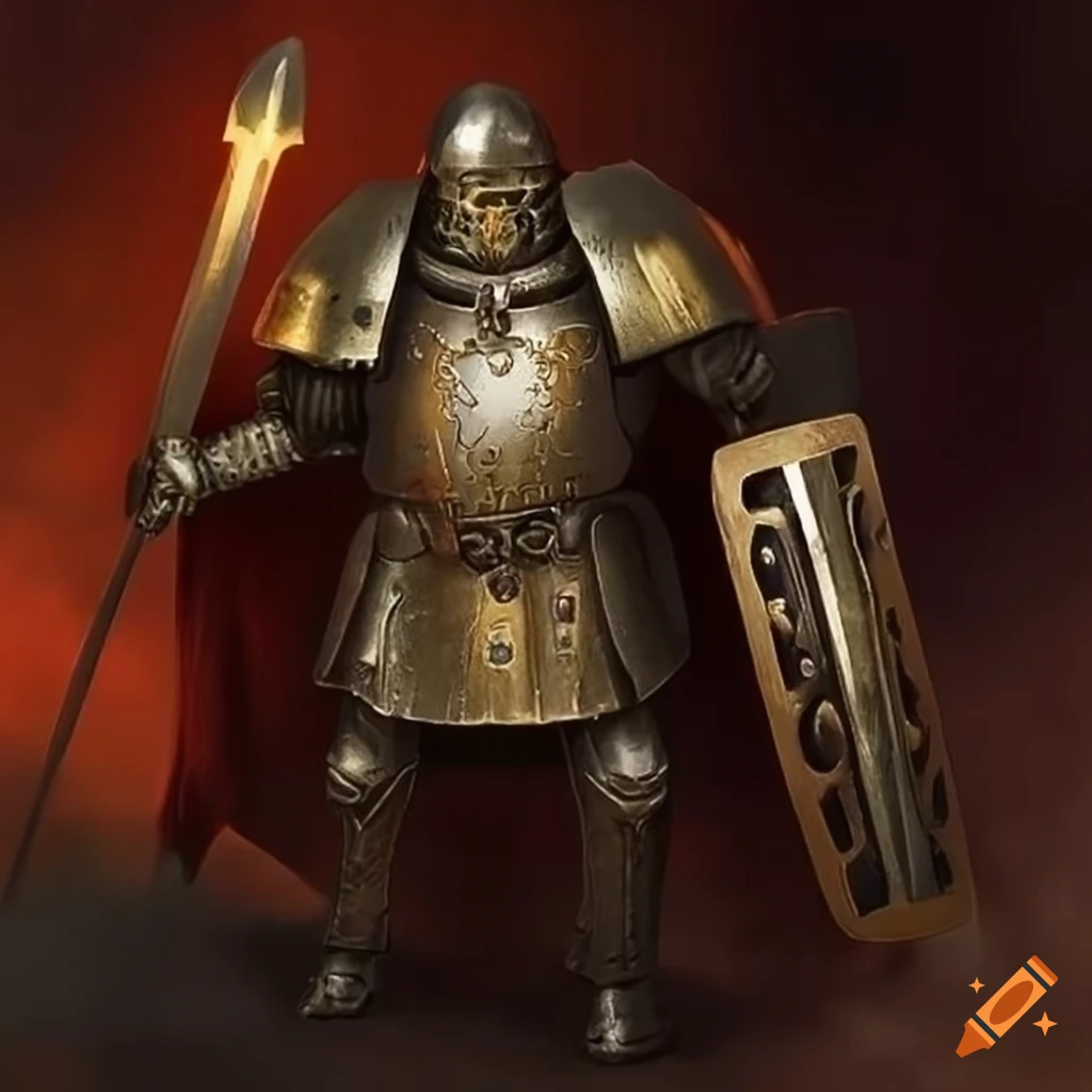 Iron legionnaire with gladius and scutum on Craiyon