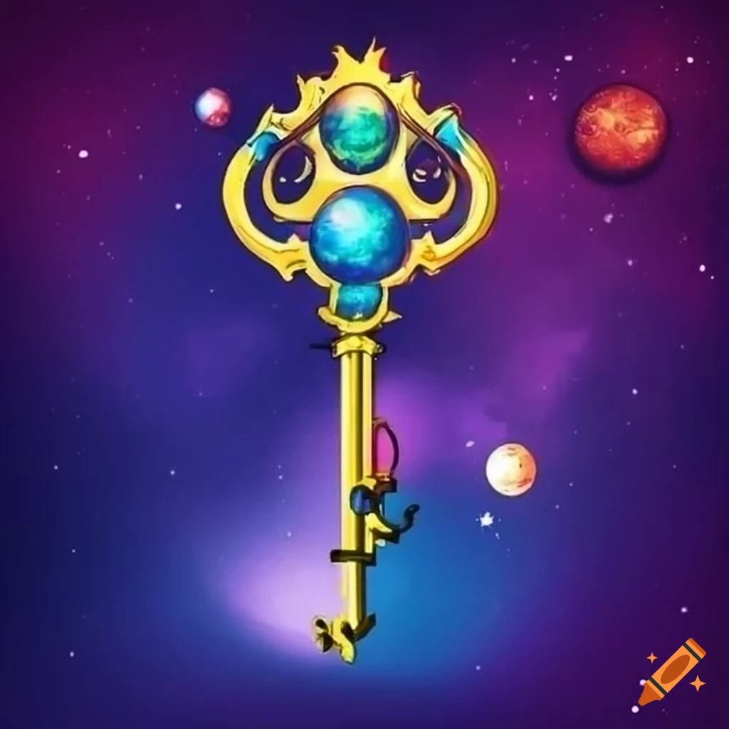 Magical key to the Universe. Realistic. Galaxy and planets on Craiyon