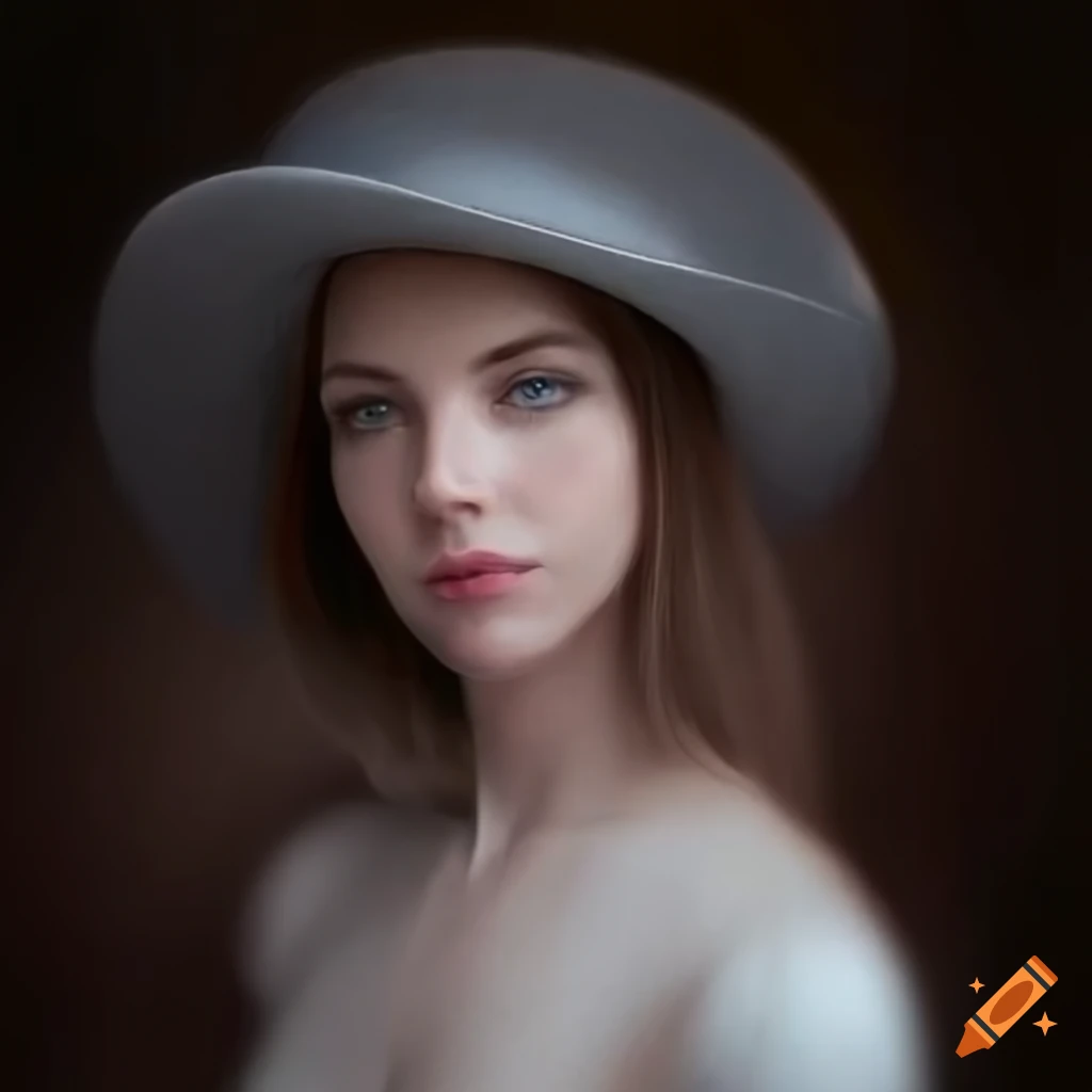 Head of pretty-woman wearing a small-hat color hyper-realistic on Craiyon