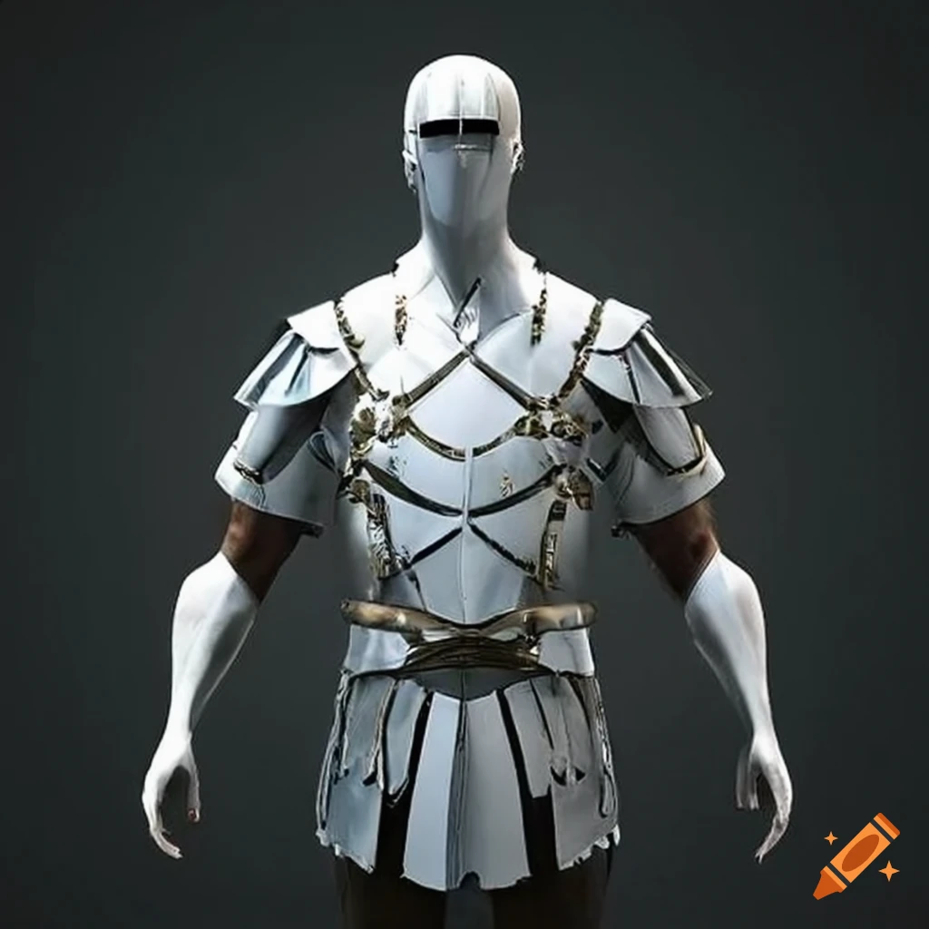 Futuristic white military skintight roman armor