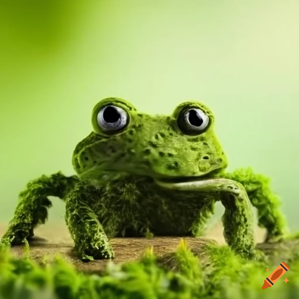 A frog made of moss on Craiyon