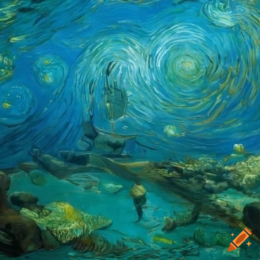 Art museum, underwater , van gogh work