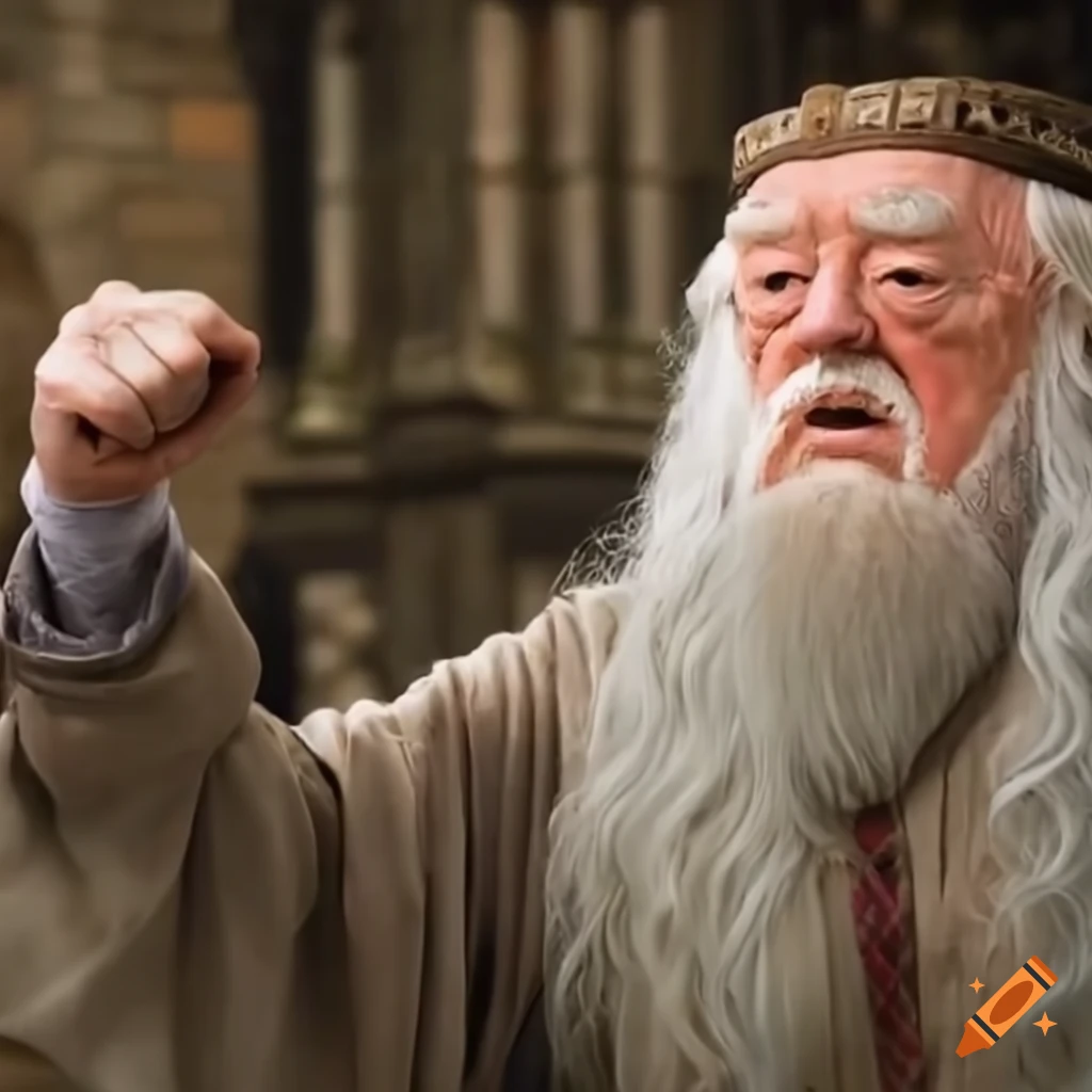 Dumbledore shaking his fist