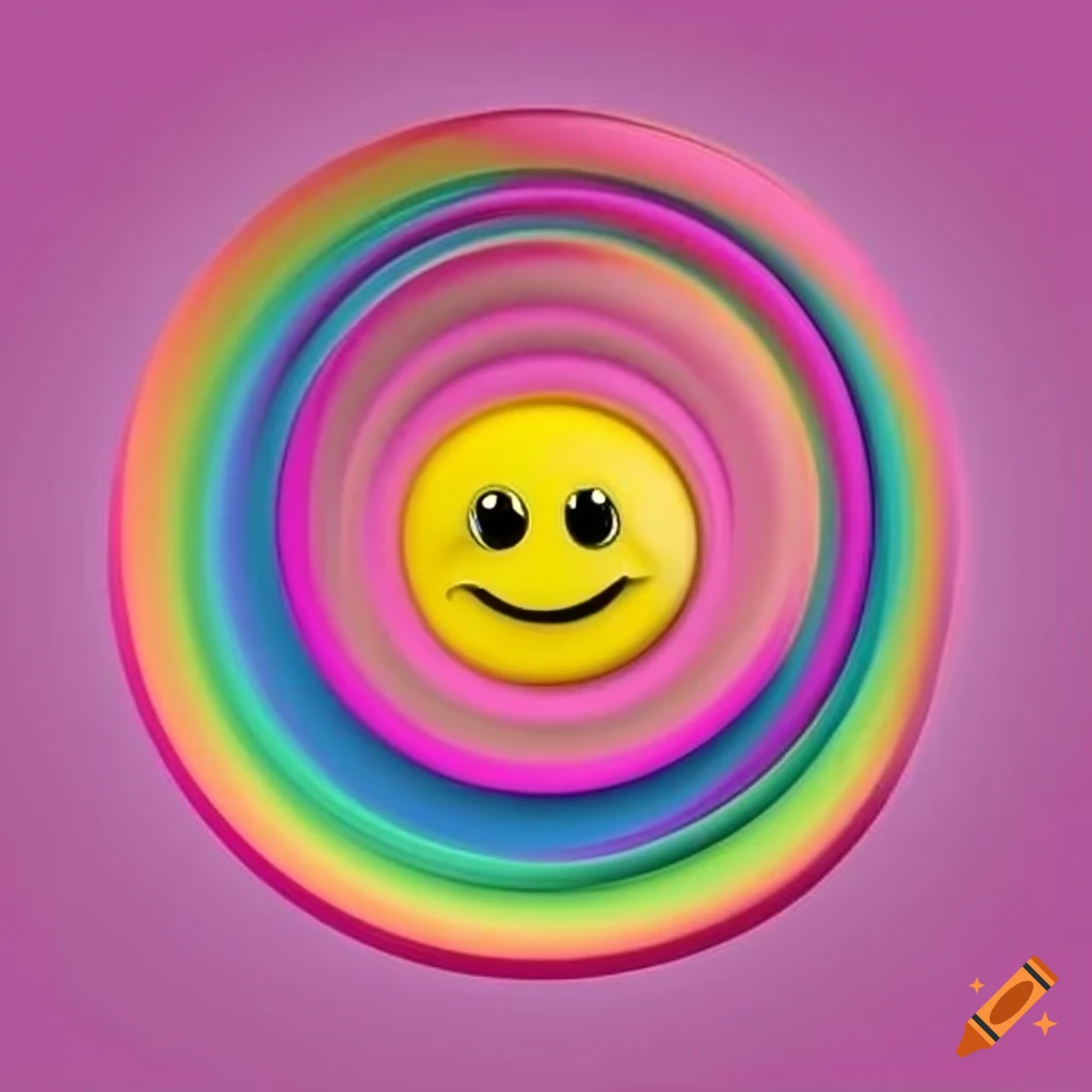 Smiling circle shape including yellow blue and pink colors