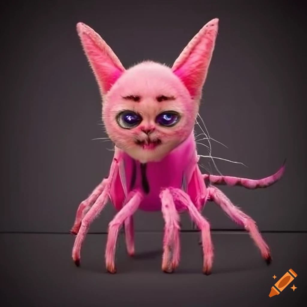Pink giant spider with cat ears on Craiyon