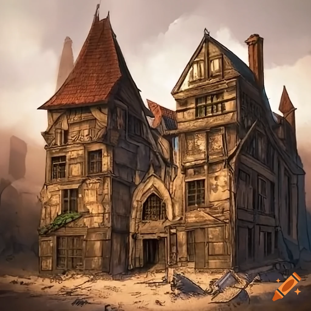 Medieval building construction on Craiyon