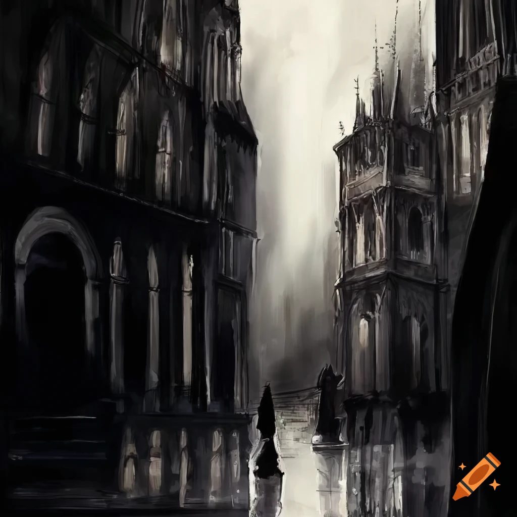 Gothic city painting
