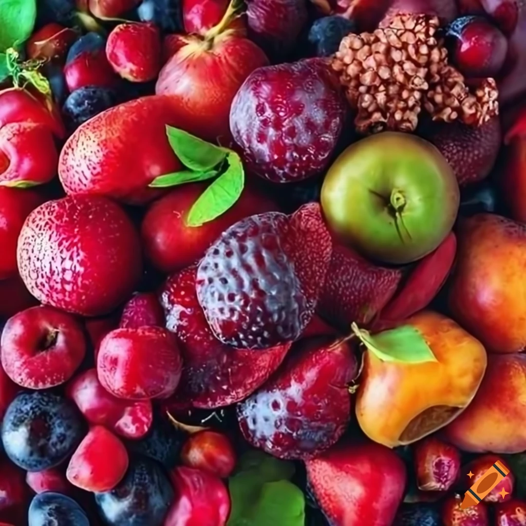 Beautiful delicious fruits high quality view from above on Craiyon