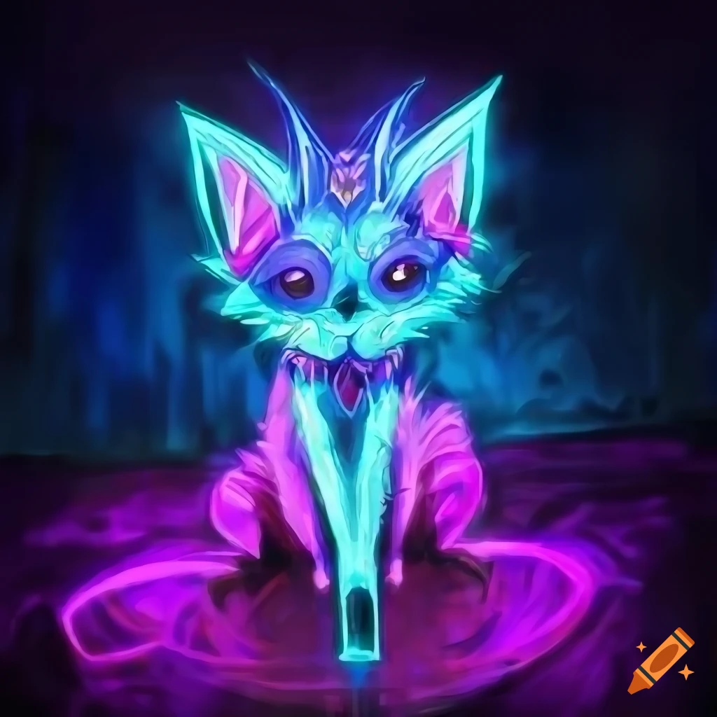 Neon cat yu-gi-oh! inspired artwork