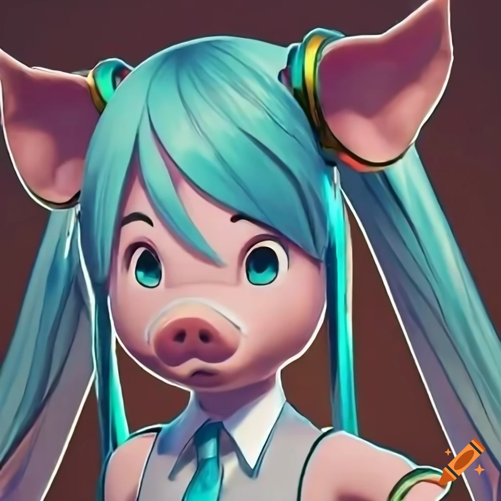 Miku turning into a pig , she is transforming into a pig pigs pigs pigs ...