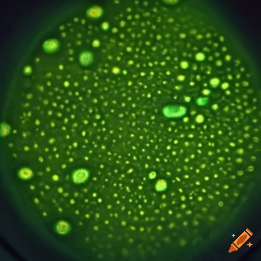Chlorella through a microscope