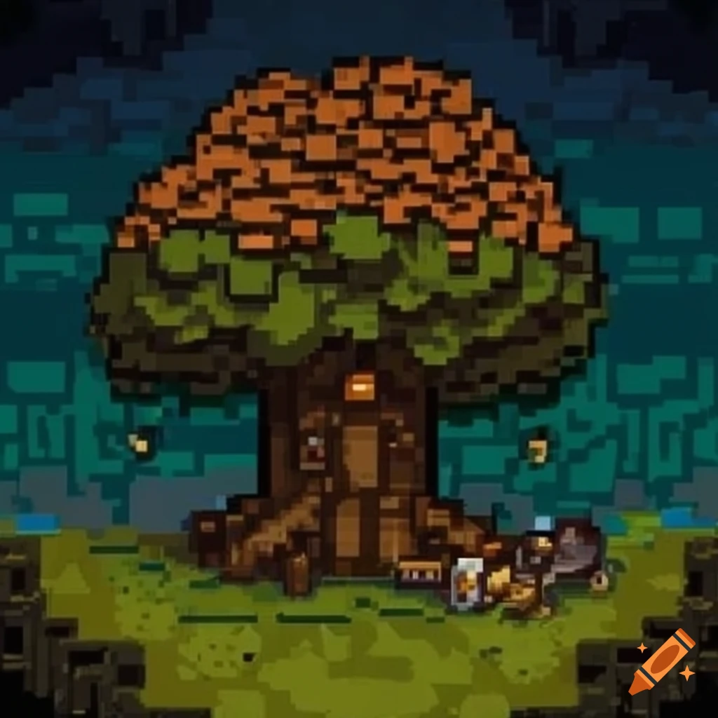 Top down rpg pixel art tree 16x32 on Craiyon