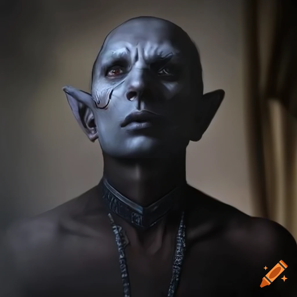 Portrait of a mysterious male halfelf warlock with shadowy powers on ...