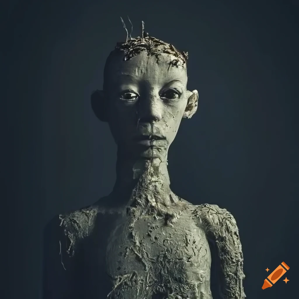 Lobsided, stocky, humanoid made of clay, mud, twigs and straw with ...